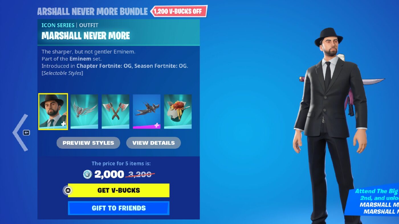 Fortnite Eminem Skin: Release Date, Bundle Contents, & Price